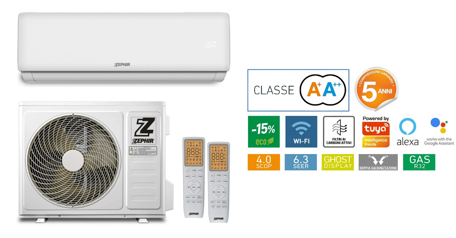 Climatizzatore 9000 btu + motore esterno WI-FI - Alfaworld